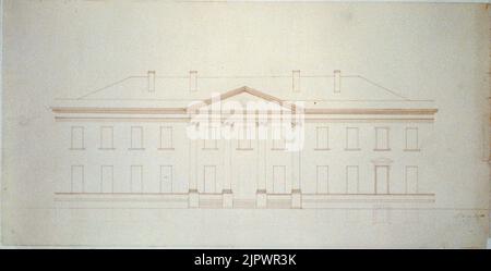 The front elevation of The White House, Washington, D.C., is captured ...