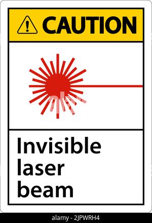 Caution Sign invisible laser beam On White Background Stock Vector ...