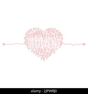 Heart Chaotic Doodle. Thread Clew Knot. Insane Messy Line. Complicated ...