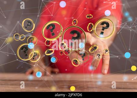The fingers tapping on a screen with 3D rendered legal paragraphs signs Stock Photo - Alamy