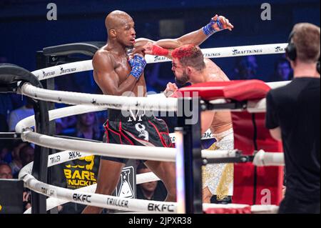 Michael Page of England and Mike Perry of USA during their middleweight ...