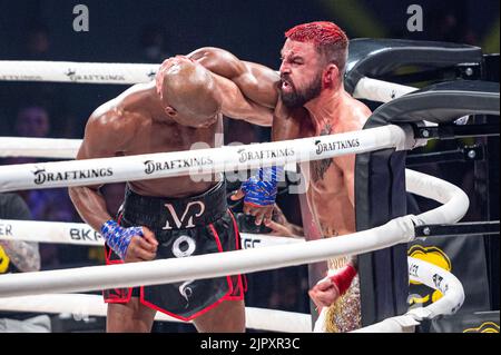 Michael Page of England and Mike Perry of USA during their middleweight ...