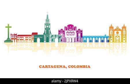 Cartoon Skyline panorama of city of Cartagena, Colombia - vector ...