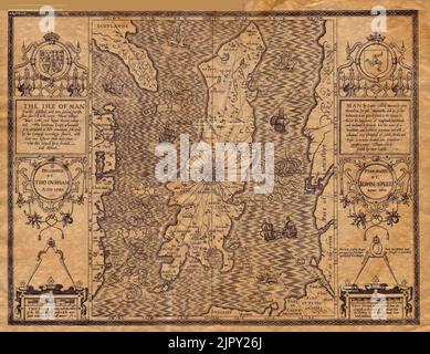 Thomas Durham Map of the Isle of Man 1595 001 Stock Photo - Alamy