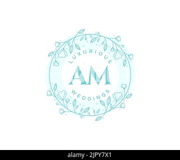AM Initials letter Wedding monogram logos collection, hand drawn modern ...