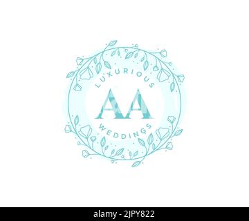 AA Initials letter Wedding monogram logos template, hand drawn modern ...