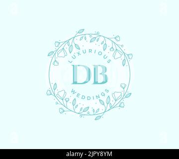 DB Initials letter Wedding monogram logos template, hand drawn modern minimalistic and floral ...