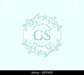 GS Initials letter Wedding monogram logos template, hand drawn modern ...