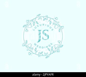 JS Initials letter Wedding monogram logos template, hand drawn modern ...
