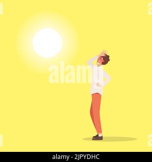 Hot weather. Man got sunburn in very hot summer days Stock Vector Image ...