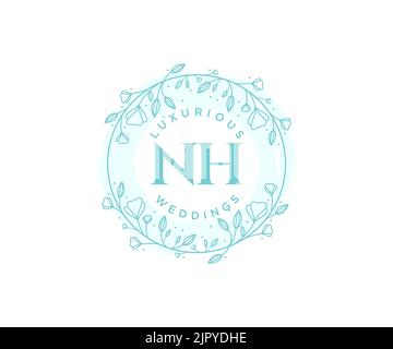 NH Initials letter Wedding monogram logos template, hand drawn modern ...