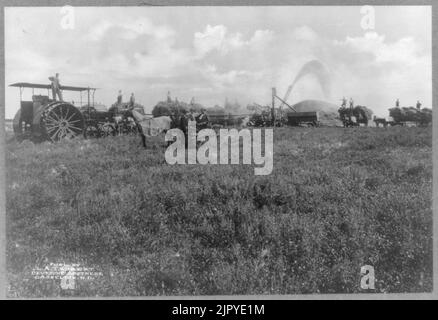 Threshing scene on farm of John B. Siemer Stock Photo - Alamy
