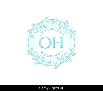 OH Initials letter Wedding monogram logos template, hand drawn modern ...