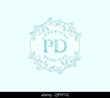 PD Initials letter Wedding monogram logos template, hand drawn modern ...