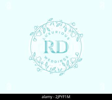 RD Initials letter Wedding monogram logos template, hand drawn modern ...