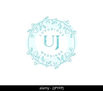 UJ Initials letter Wedding monogram logos template, hand drawn modern ...