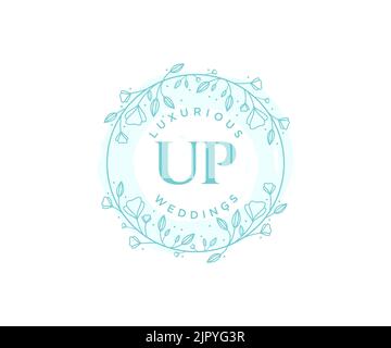 UP Initials letter Wedding monogram logos template, hand drawn modern ...