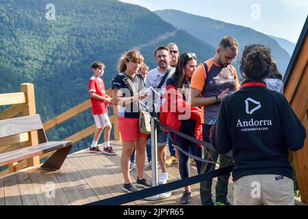 Canillo, Andorra. 2022 June 9. People walking on the longest Tibetan ...