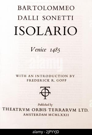 The title page of 'Sonetti' by Bartolommeo Dalli, dated 1485, showcases an intricate design ...