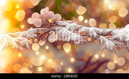 Sparkles glitter on branches in a pattern. Light silver blur background ...