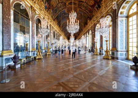 The Palace of Versailles. Paris France. Great hall (hall of mirrors ...