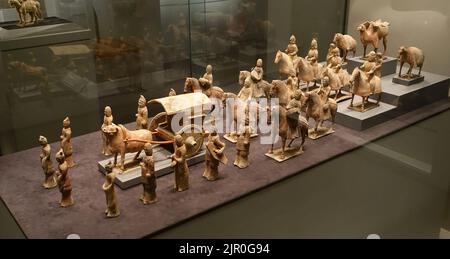 Tomb figurines, China, Northern Wei, early 500s AD, earthenware with ...
