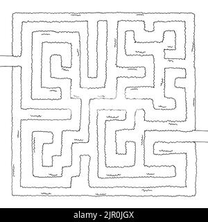Garden maze bush graphic black white sketch top aerial view ...