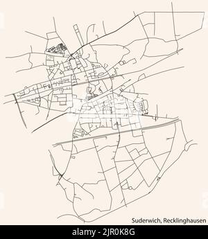 Street roads map of the SUDERWICH DISTRICT, RECKLINGHAUSEN Stock Vector ...