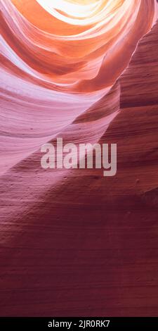 A vertical shot of rock formations of Lower Antelope Canyon in the ...