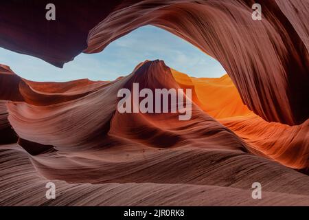 A beautiful shot of rock formations of Lower Antelope Canyon in the ...