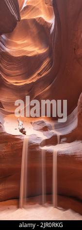 A vertical shot of rock formations of Lower Antelope Canyon in the ...