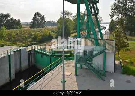 The historic northern sluice in Przegalina for ships sailing at ...