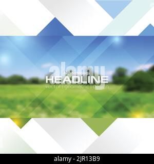 Summer landscape tech abstract geometric background. Modern technology ...