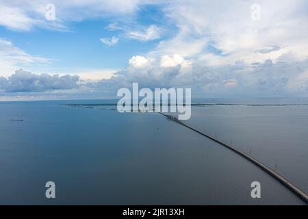 Aerial view of the Dauphin Island bridge on the Alabama Gulf Coast ...