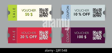 Elegant paper tickets, coupons and vouchers with sale discounts ...