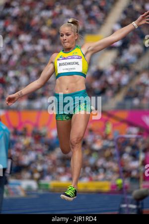 Brooke Buschkuehl of Australia competing in the women’s long jump at ...