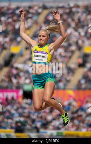 Brooke Buschkuehl of Australia competing in the women’s long jump at ...