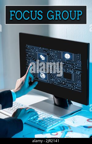 Text caption presenting Focus Group. Business concept showing assembled ...