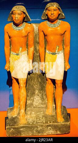 Cairo, Egyptian Museum, double statue of Nimaatsed, a priest of the 5th ...