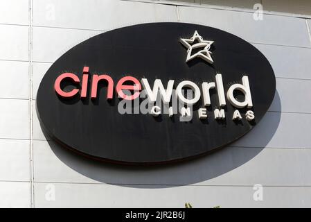 Sign for CineWorld cinemas, Cardinal Park, Ipswich, Suffolk, England ...
