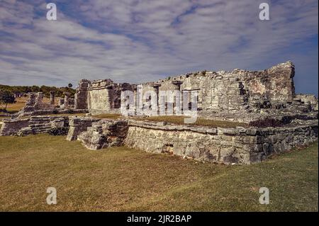 Ruins of buildings dating back to the Mayan civilization in the Tulum ...