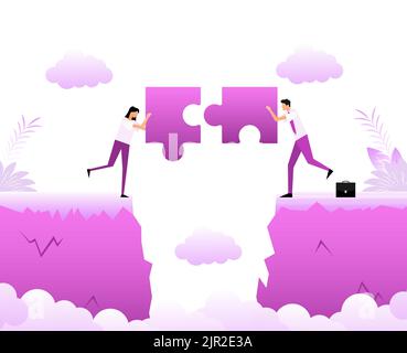 Cartoon icon with people chasm. Business concept. Team concept Stock ...