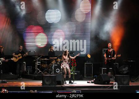 Ukrainian singer, Khrystyna Soloviy performs live on stage in Odessa ...