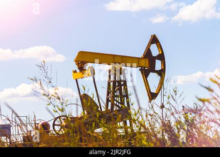 Oil injection. Oil production plant. Gas production. Oilfield site ...