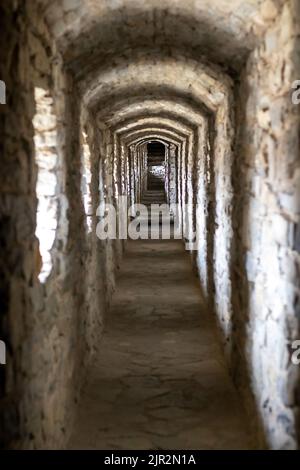 interior of an ancient castle, corridor and windows Stock Photo - Alamy