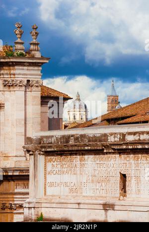 Ancient architectures in Rome. Old chimney with iron flag Stock Photo ...