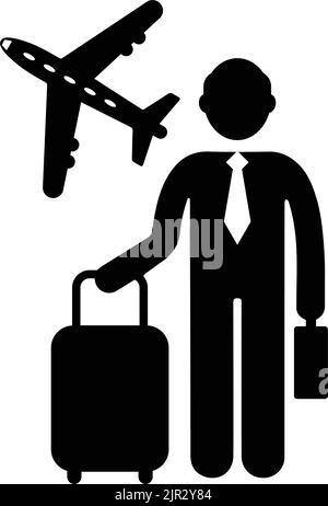 Businessman, tour, visit icon is isolated on white background. Use for ...