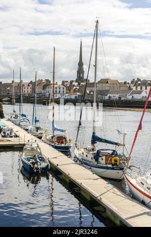 The town of Ayr on the River Ayr on the Firth of Clyde, Scotland. SCO ...