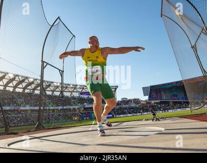 Andrius Gudzius of Lithuania competing in the men’s discus heats at ...