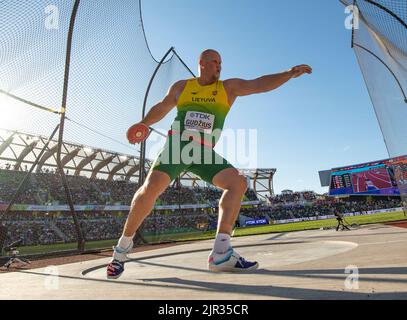 Andrius Gudzius of Lithuania competing in the men’s discus heats at ...
